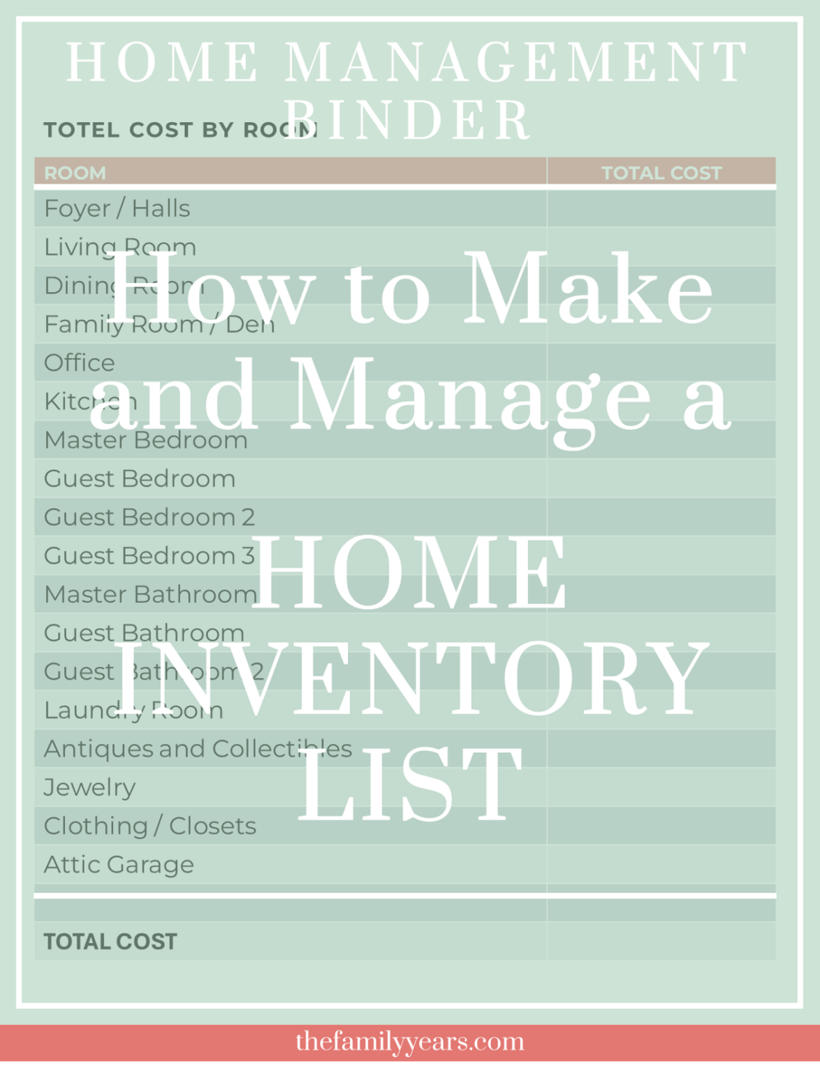 Home Inventory List - The Family Years